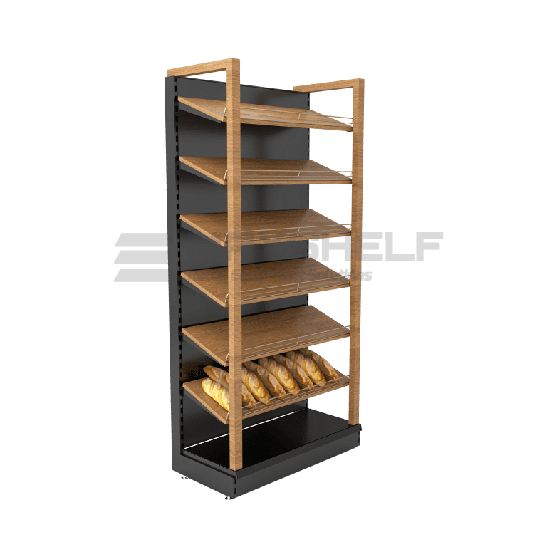 METAL BAKERY UNIT WITH COLUMN AND WOODEN SHELVES - Maxshelf - Retail ...