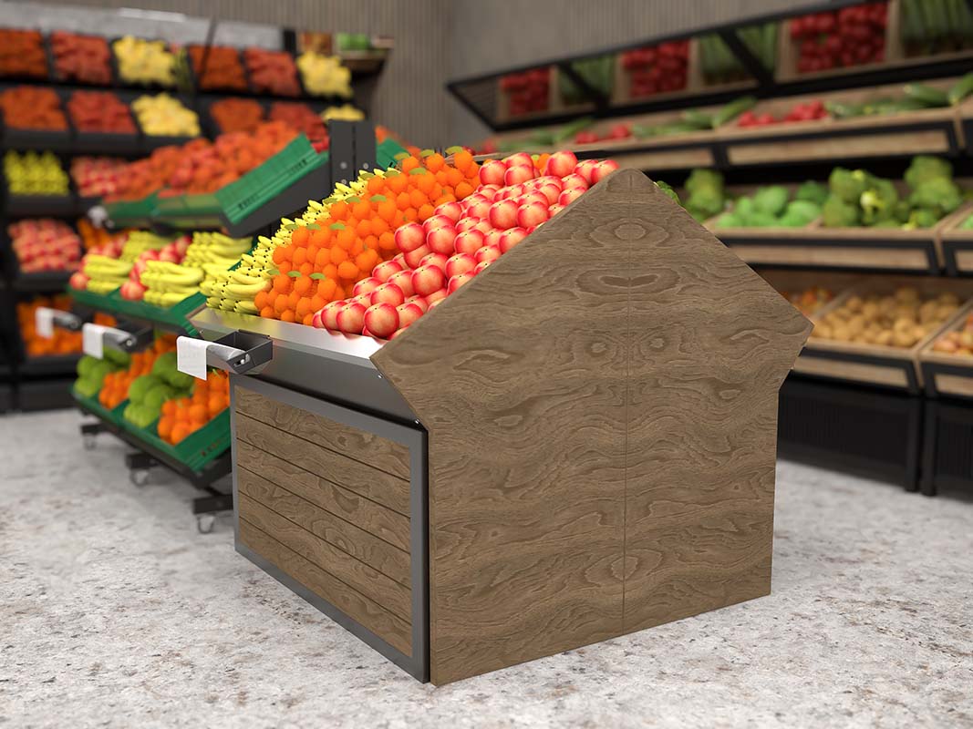Wooden Fruit & Veg Gondola Stand (Hp) - Maxshelf - Retail Equipment ...