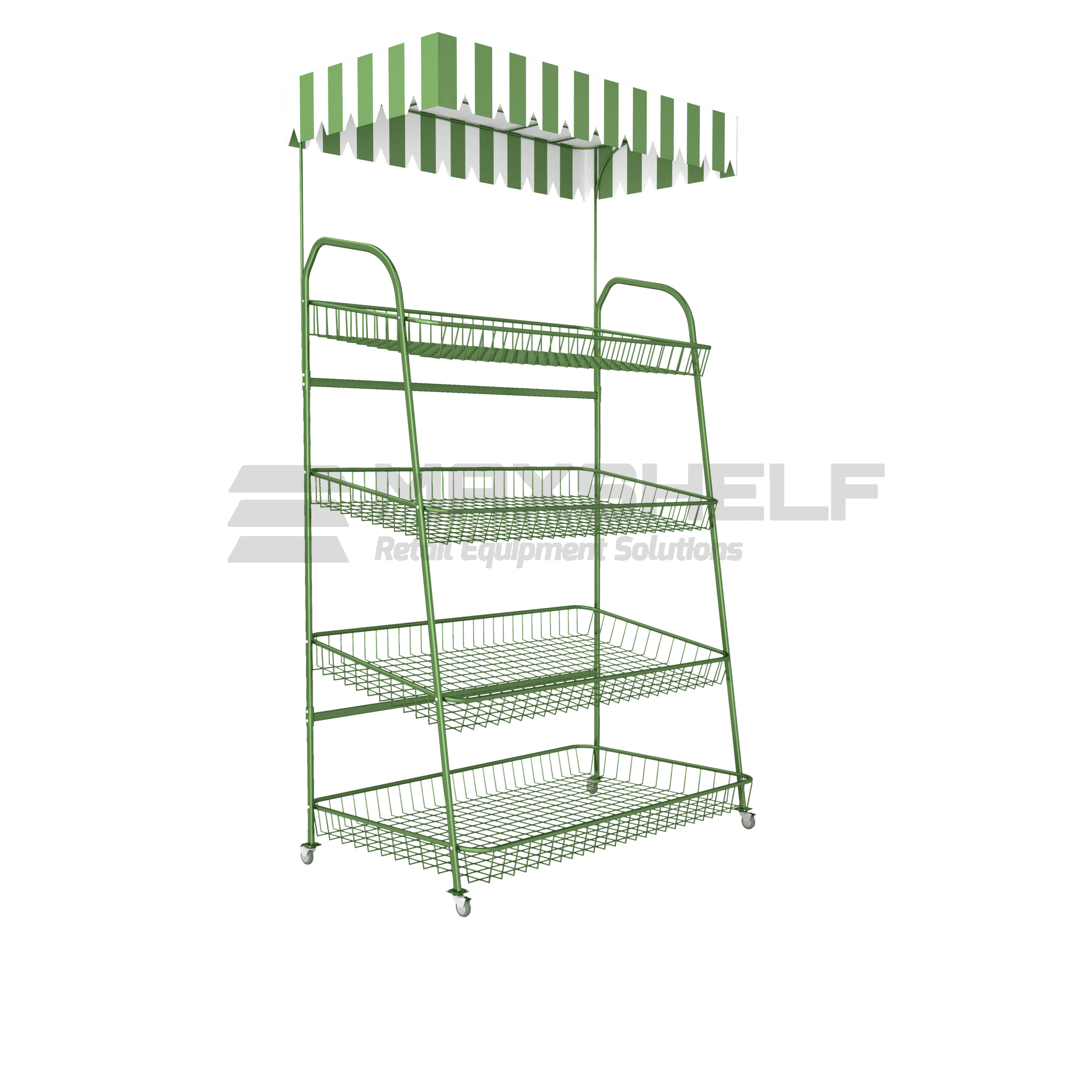 PORTABLE FRUIT & VEG STAND WITH STRIPED CANOPY GREEN - Maxshelf ...