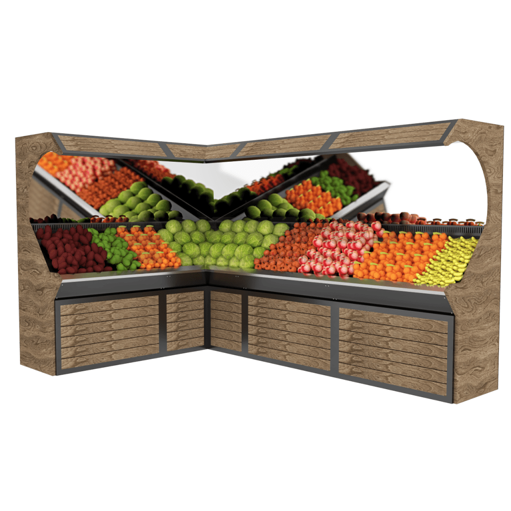 Bespoke Wooden fruit and vegetable stand with mirror - Maxshelf ...