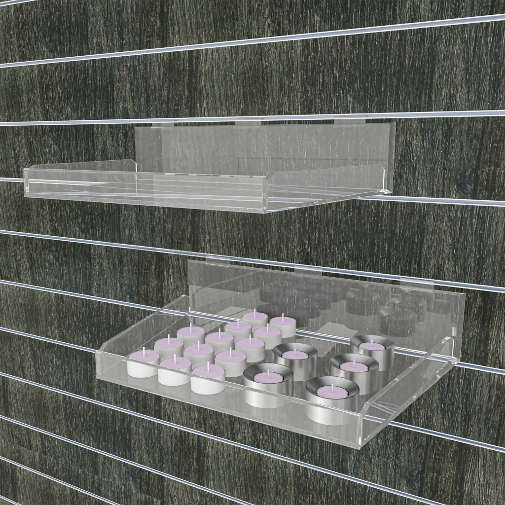 ACRYLIC LIPPED SHELF SLATWALL - Maxshelf - Retail Equipment Solutions