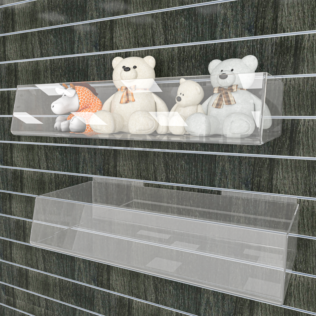 40CM ACRYLIC TROUGH SLATWALL - Maxshelf - Retail Equipment Solutions
