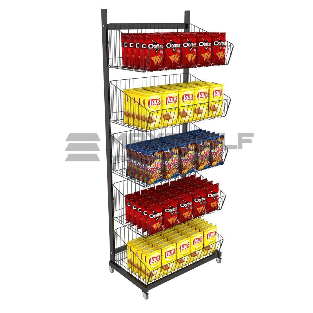 5 TIER BASKET STAND BLACK H1500 W575 D450 - Maxshelf - Retail Equipment ...