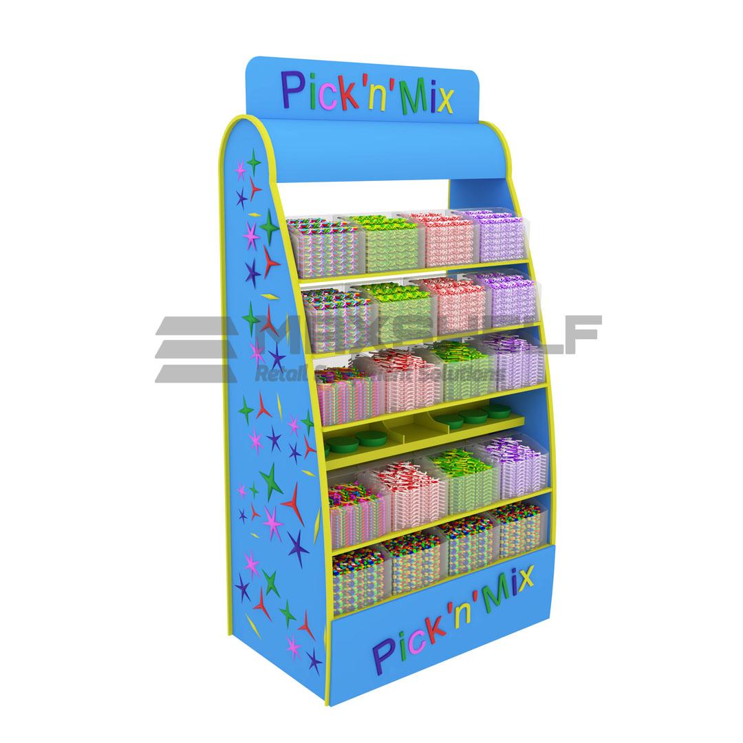 5 tier blue pick n mix dispenser - Maxshelf - Retail Equipment Solutions