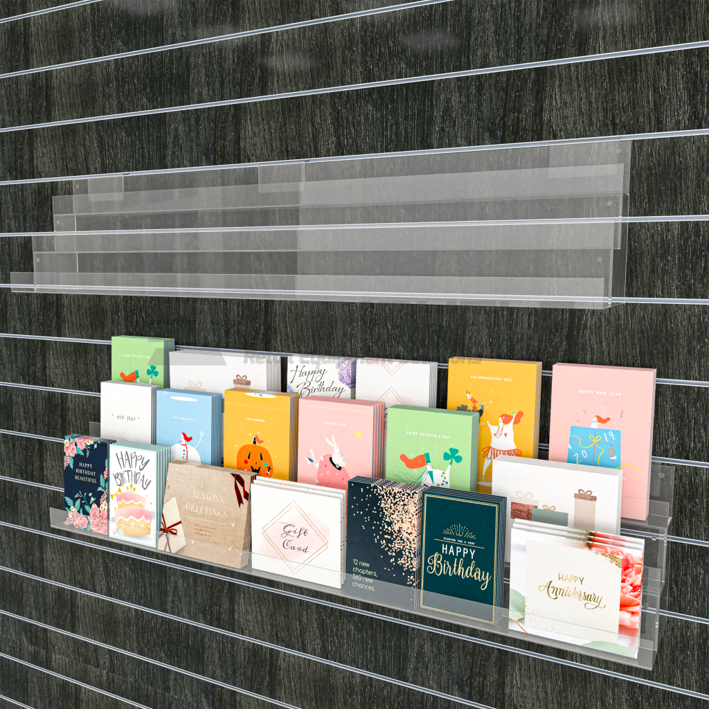 600mm ACRYLIC CARD RACK 3 TIER SLATWALL - Maxshelf - Retail Equipment ...