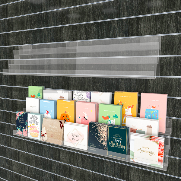 60CM ACRYLIC CARD RACK 3 TIER SLATWALL - Maxshelf - Retail Equipment ...