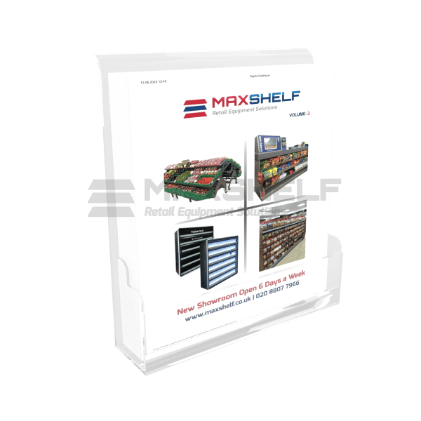 ACRYLIC LEAFLET HOLDER A4 SLATWALL - Maxshelf - Retail Equipment Solutions