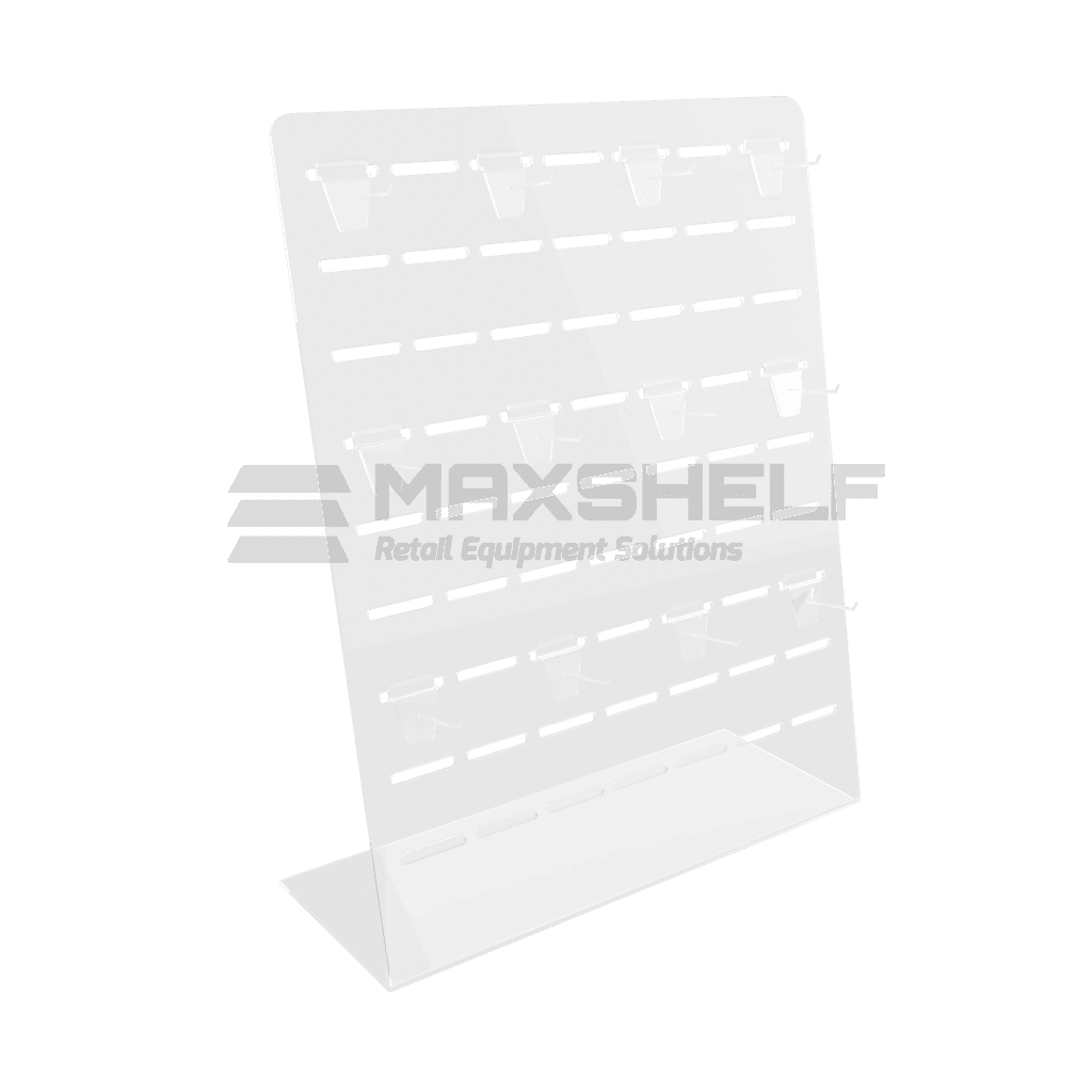 Acrylic Slotted Display Panel 12 Hooks - Maxshelf - Retail Equipment ...