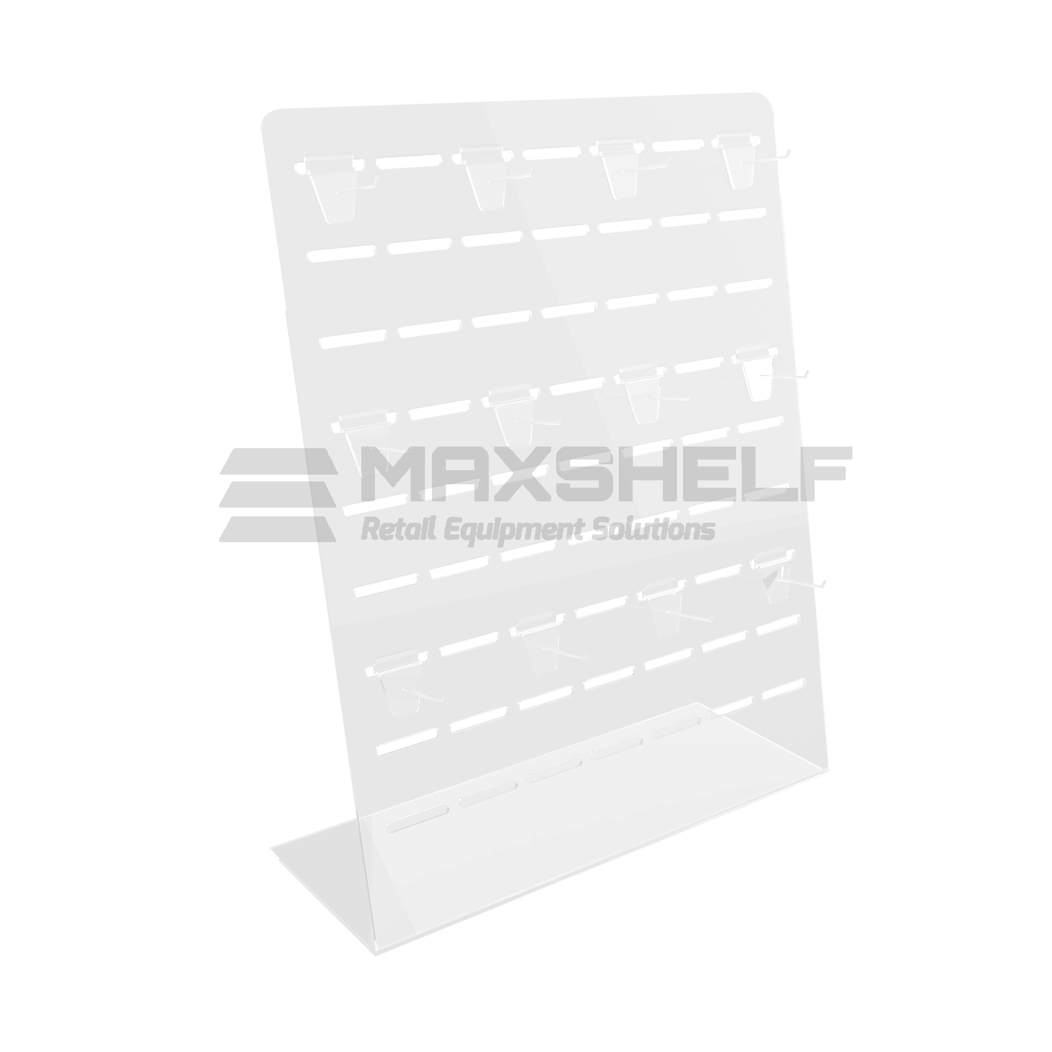 Acrylic Slotted Display Panel 12 Hooks - Maxshelf - Retail Equipment ...