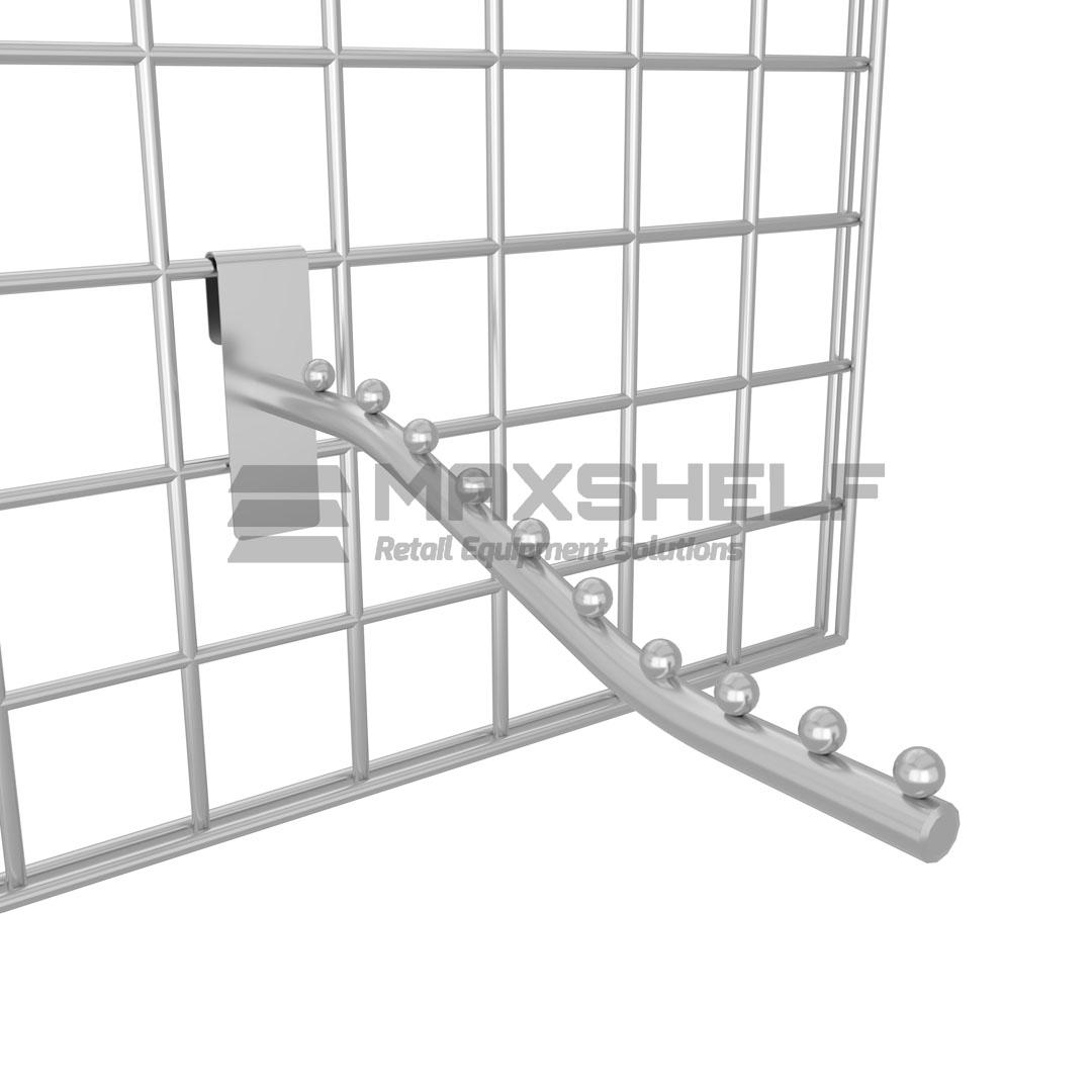 GRID WALL ARM 10 BALLS CURVED 450MM - Maxshelf - Retail Equipment Solutions