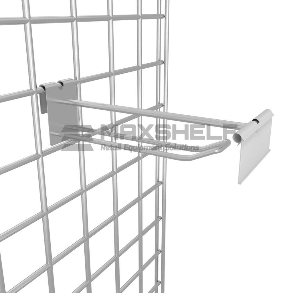 Grid Panel Euro Hook with Tag Arm - Max Shelf - Retail Equipment Solutions