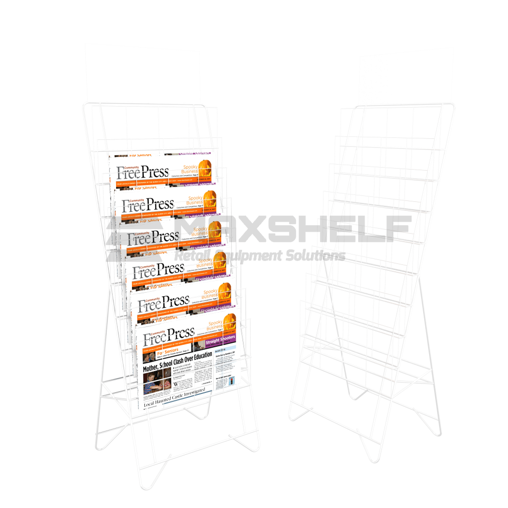 COMPACT NEWSPAPER STAND 7 TITLES - Maxshelf - Retail Equipment Solutions