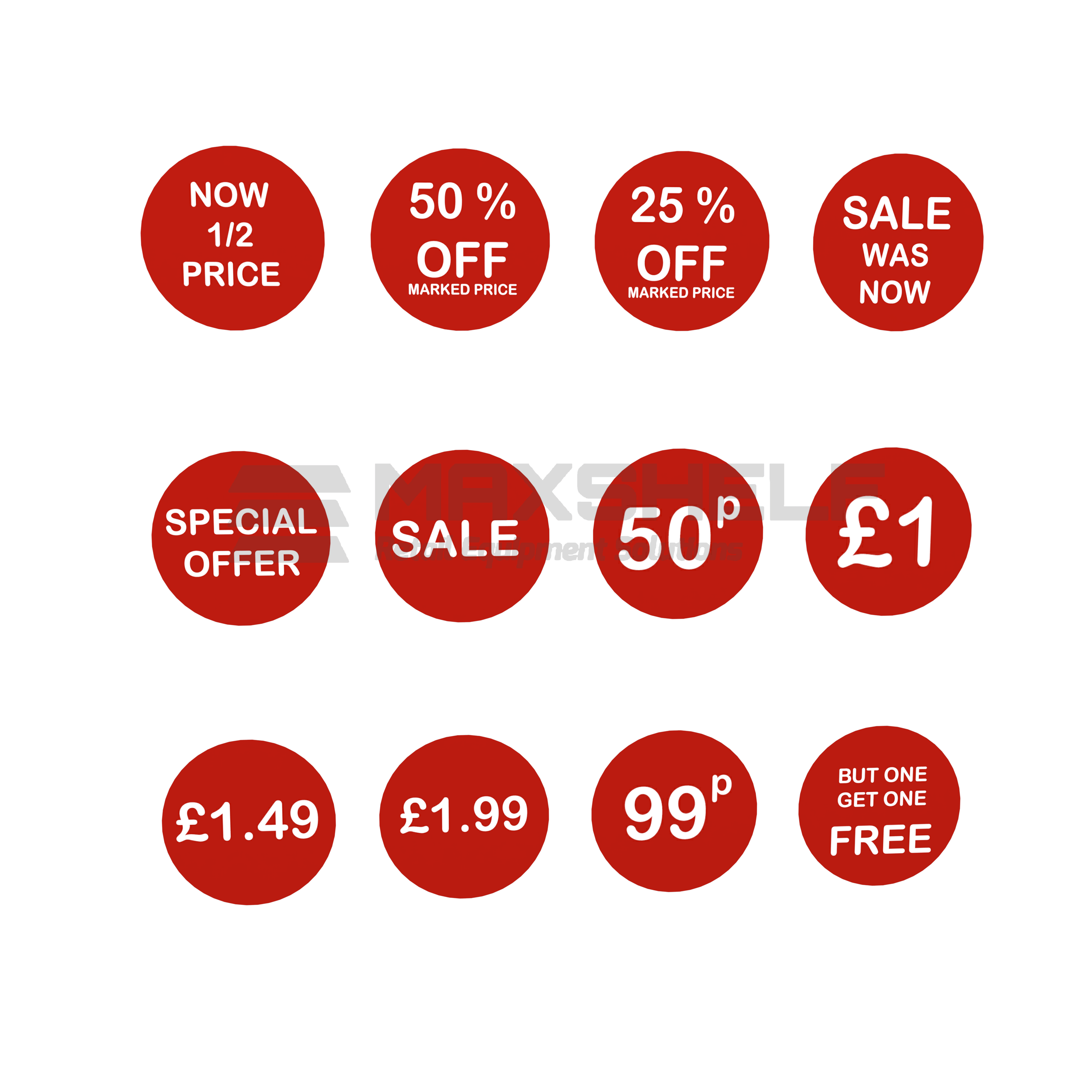 Self Adhesive Price Labels Stickers - Maxshelf - Retail Equipment Solutions