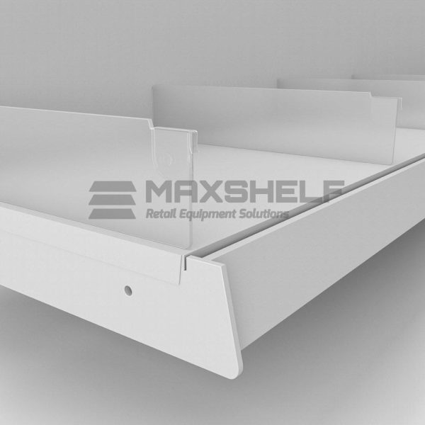 Acrylic riser dividers for shop shelving - Maxshelf - Retail Equipment ...