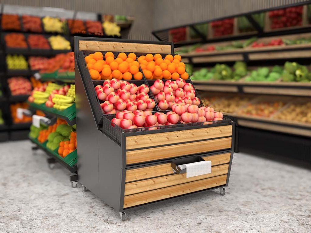 Sls 6 Crate Fruit & Veg Wall Unit Castors MR3 (No Crates) - Maxshelf ...