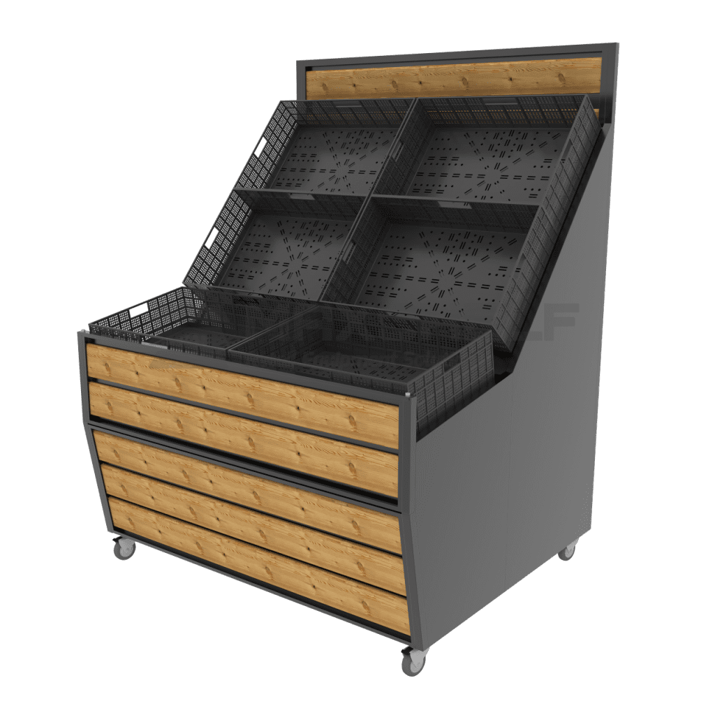SLS 6 CRATE FRUIT & VEG WALL UNIT CASTORS MR3 (No Crates) - Maxshelf ...