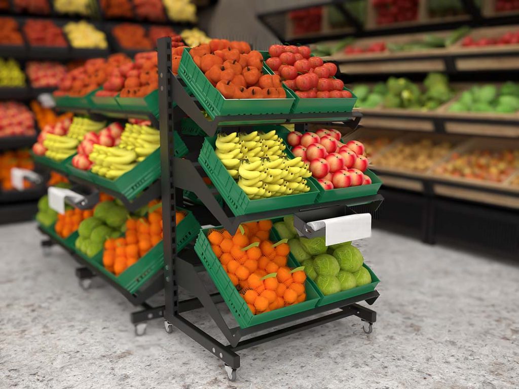 Single Side Sloping Fruit & Veg Unit - Maxshelf - Retail Equipment ...