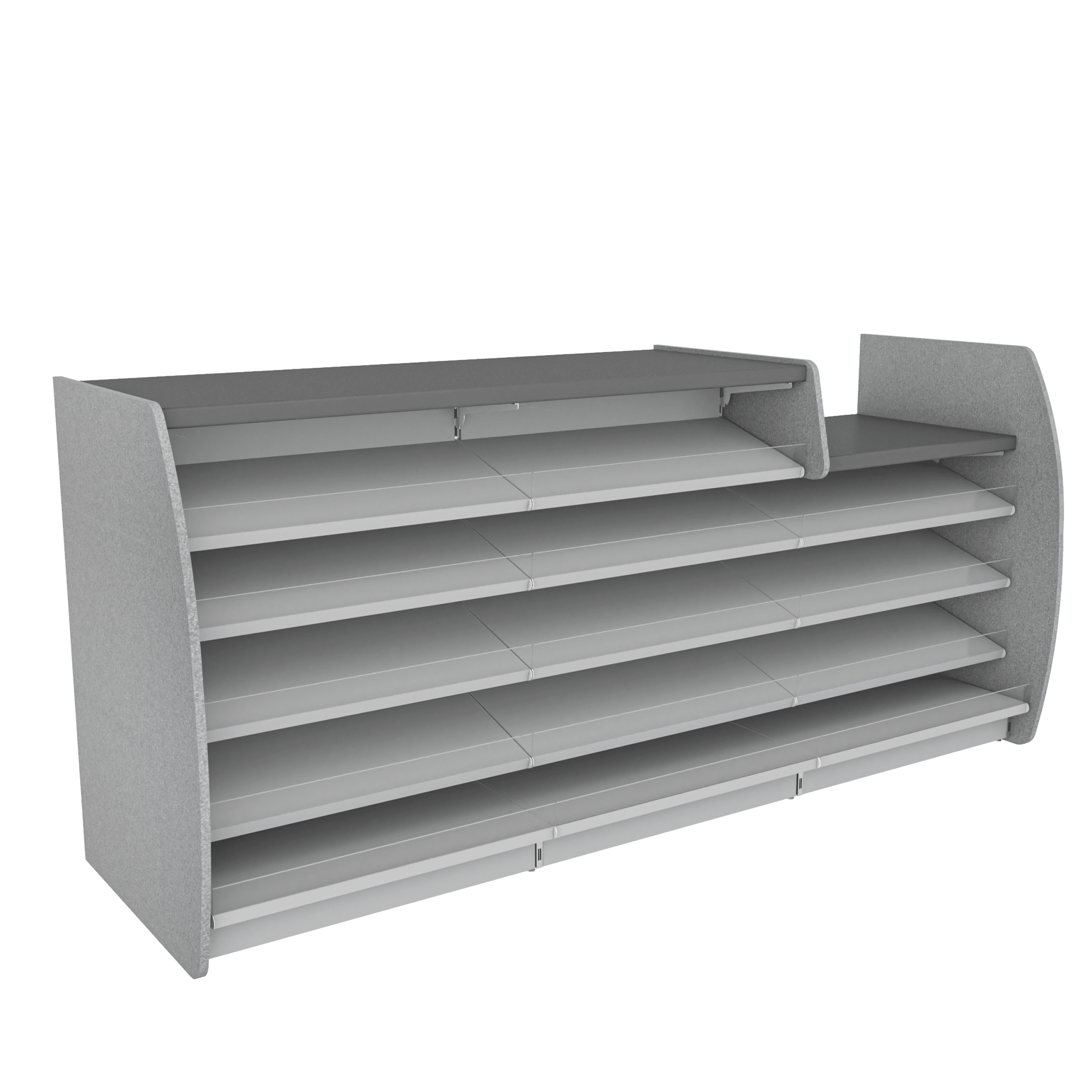 3m SHOP COUNTER WITH END DROP WITH SILVER SIDES - Maxshelf - Retail ...