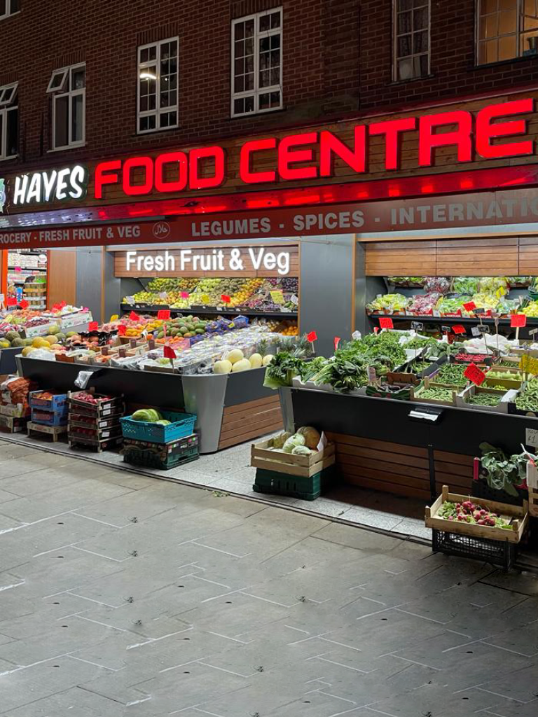 Fruit & Veg Displays with Neon LED and Basket Trolleys - Maxshelf ...